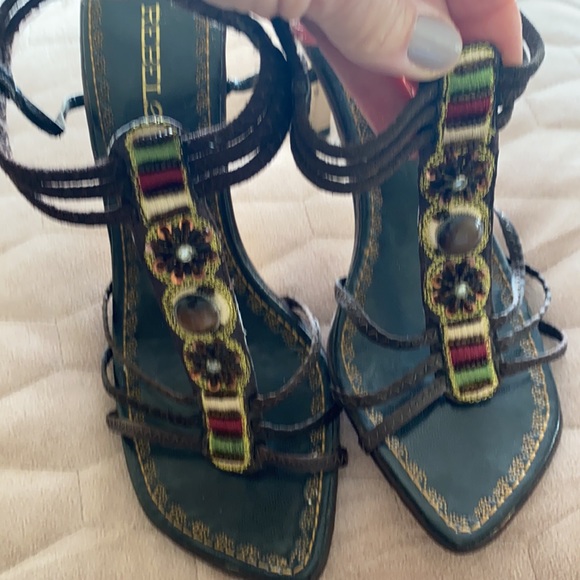 rebels | Shoes | Womens Sandal Heels Brown And Gold Size 6 Nwot | Poshmark